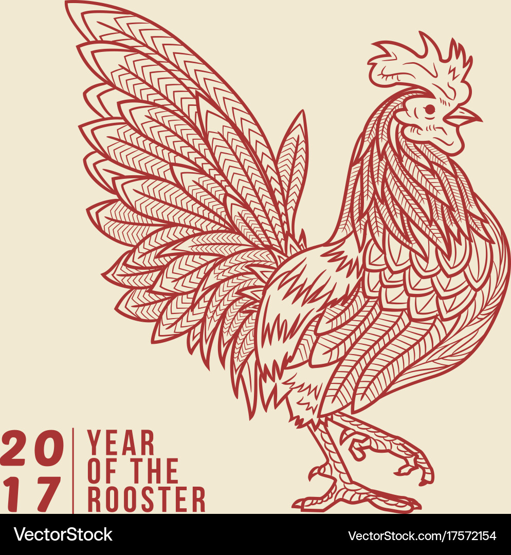 Rooster line Royalty Free Vector Image - VectorStock