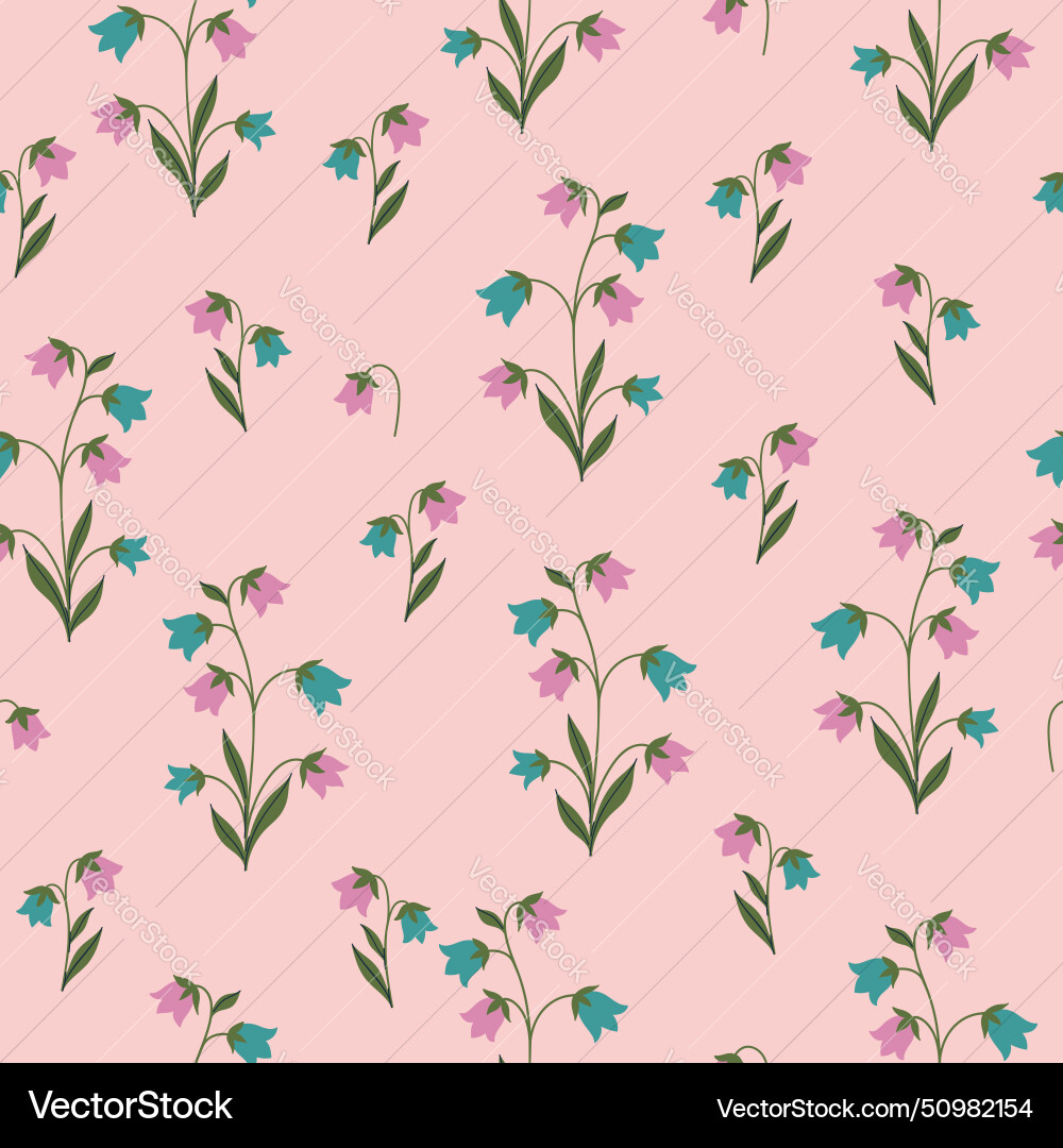 Simple seamless pattern with bell flowers image Vector Image
