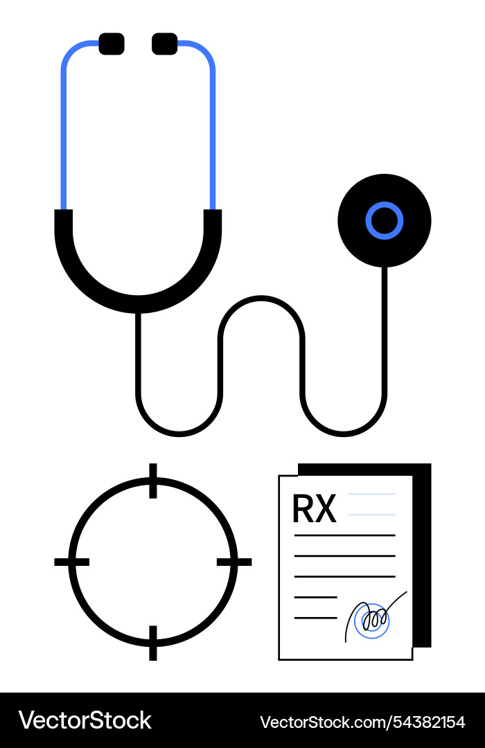 Stethoscope target focus symbol Royalty Free Vector Image