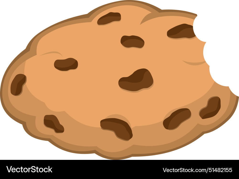Bite chocolate chip cookie Royalty Free Vector Image