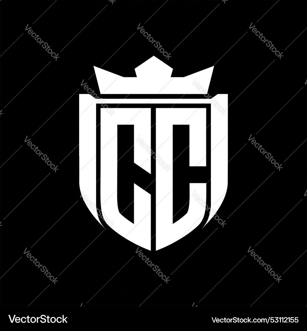 Cc letter logo shield shape inside badge Vector Image
