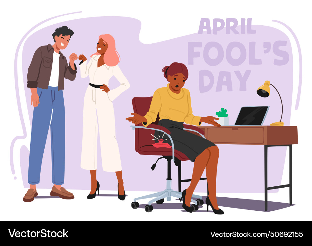 Colleagues characters sneakily placed a fart Vector Image