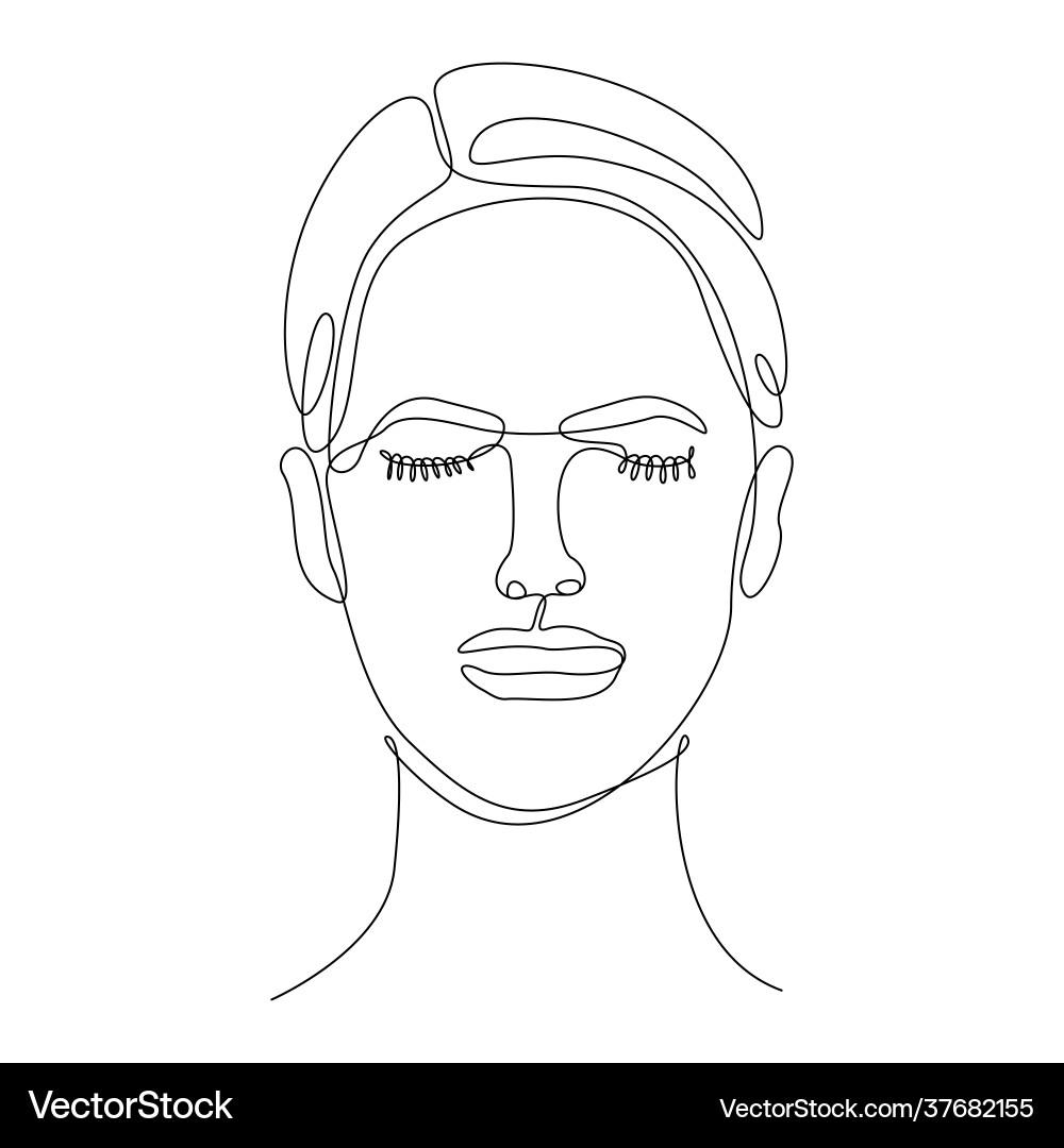 Continuous line drawing angry female facial Vector Image