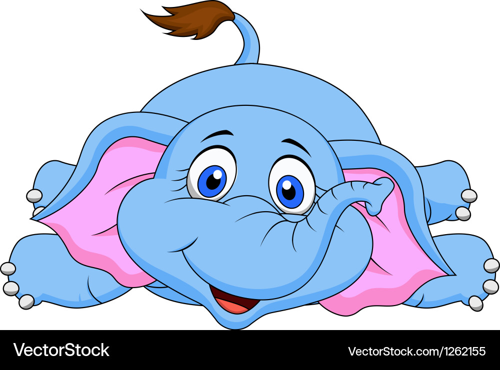 Cute elephant cartoon lying on the floor Vector Image