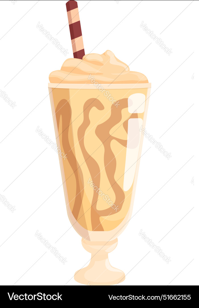 Delicious milkshake with whipped cream Royalty Free Vector