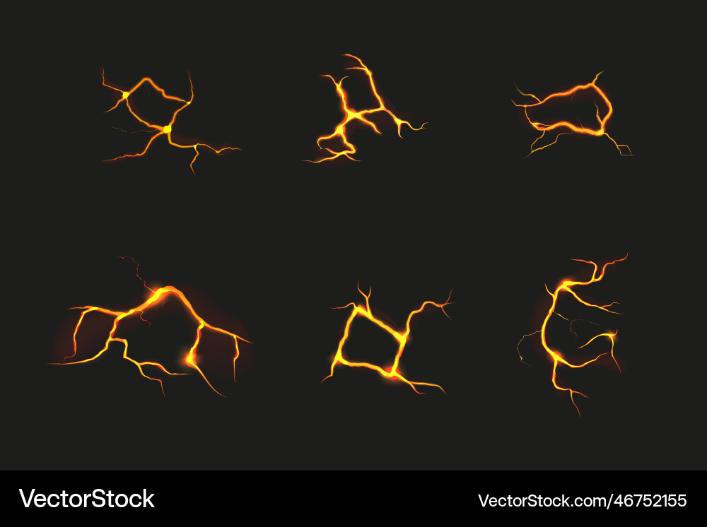 Earthquake crack with fire and lava rock texture Vector Image