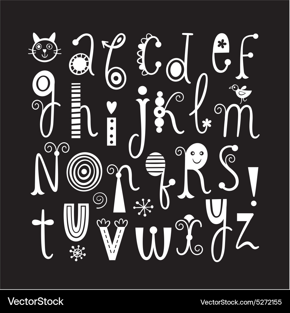 English alphabet black background Royalty Free Vector Image