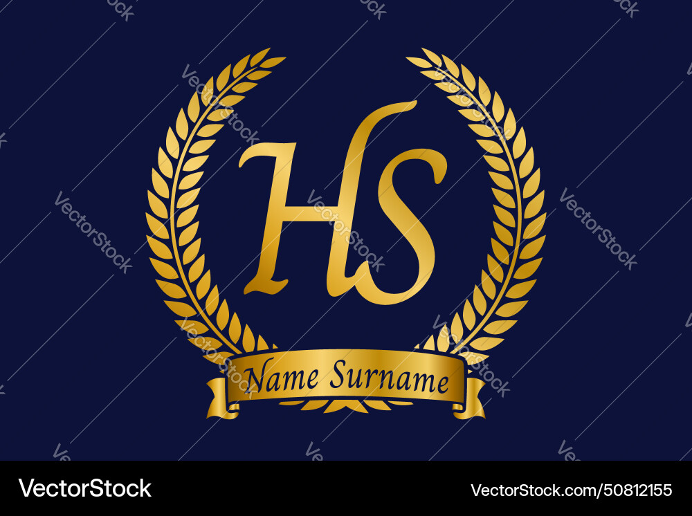 Initial letter h and s hs monogram logo design Vector Image