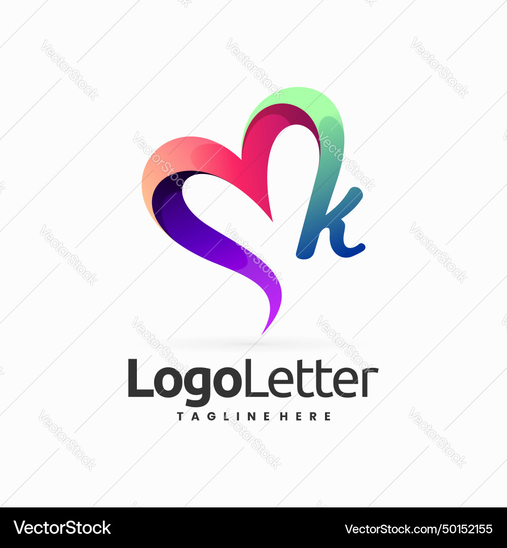 Letter k love logo icon Royalty Free Vector Image