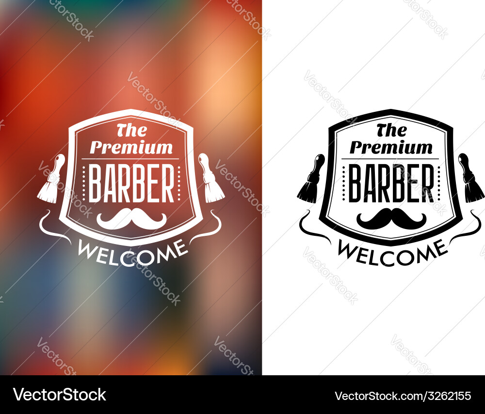 Premium barber welcome sign Royalty Free Vector Image