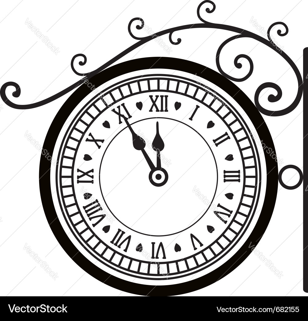 Retro street clock Royalty Free Vector Image - VectorStock