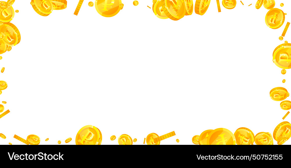Russian ruble coins falling scattered gold rub Vector Image