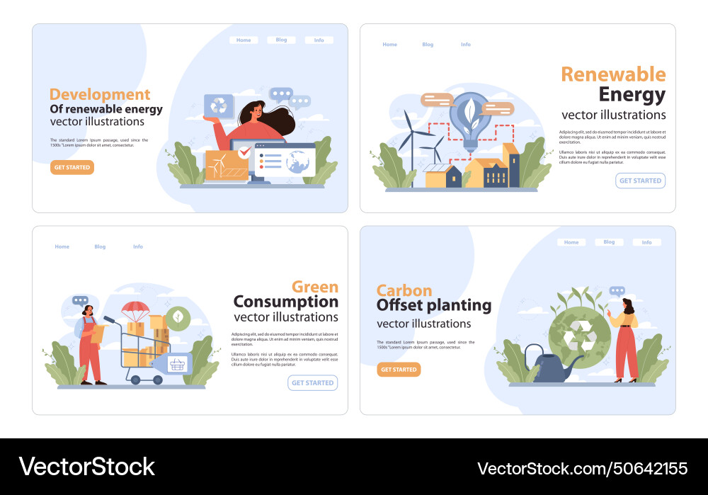 Sustainability set flat Royalty Free Vector Image