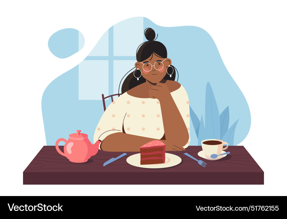 Woman with breakfast Royalty Free Vector Image