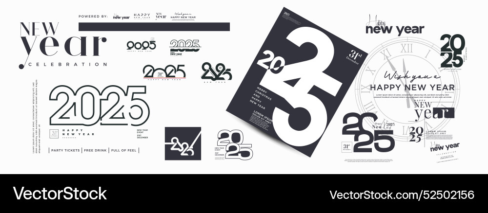 2025 new year poster and logo set design with two Vector Image