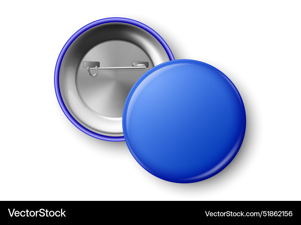 3d realistic blue blank round button badge Vector Image
