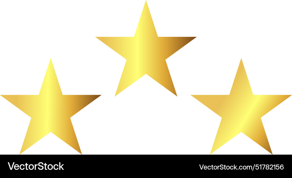 Black three golden star icon gold sign Royalty Free Vector