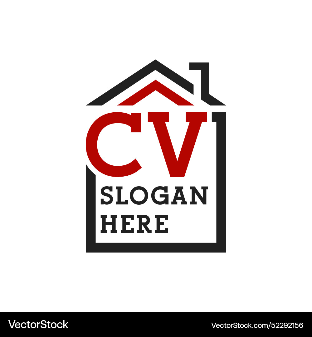 Initial cv house logo for roofing letter real Vector Image