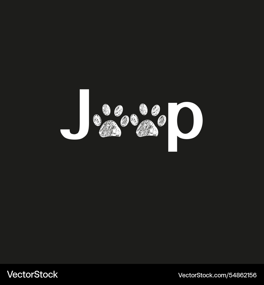 Jeep text with white doodle paw print t-shirt Vector Image