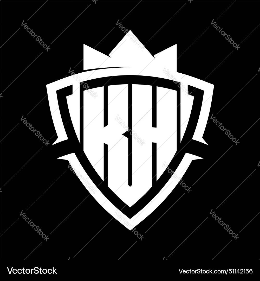 Kh letter monogram with triangle curve shield Vector Image