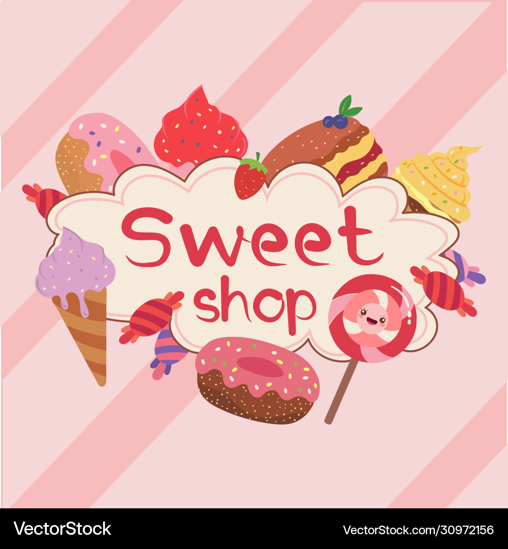 Logo sweet shop food candy Royalty Free Vector Image