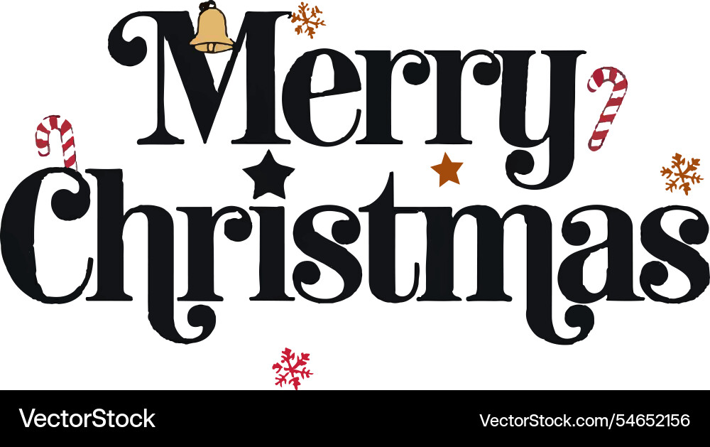 Merry christmas typography on white background Vector Image