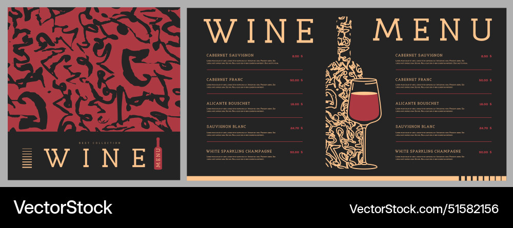 Restaurant wine menu design Royalty Free Vector Image
