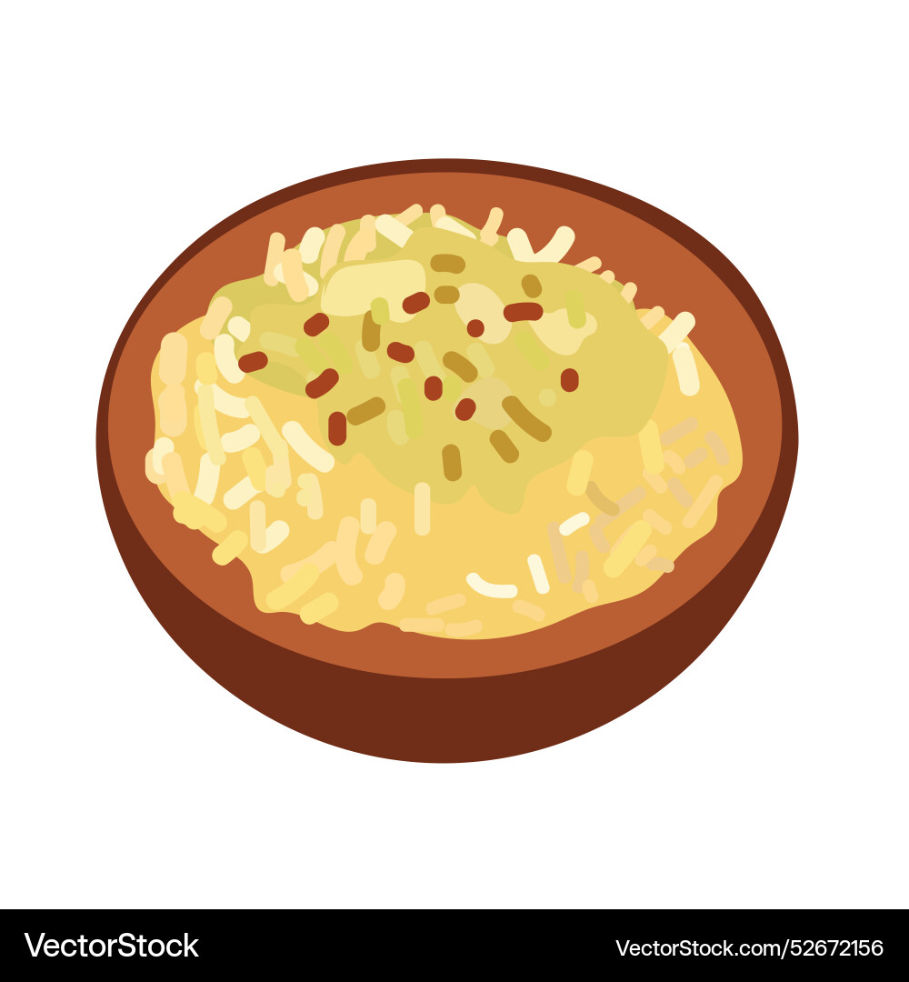 Rice dish food on bowl Royalty Free Vector Image