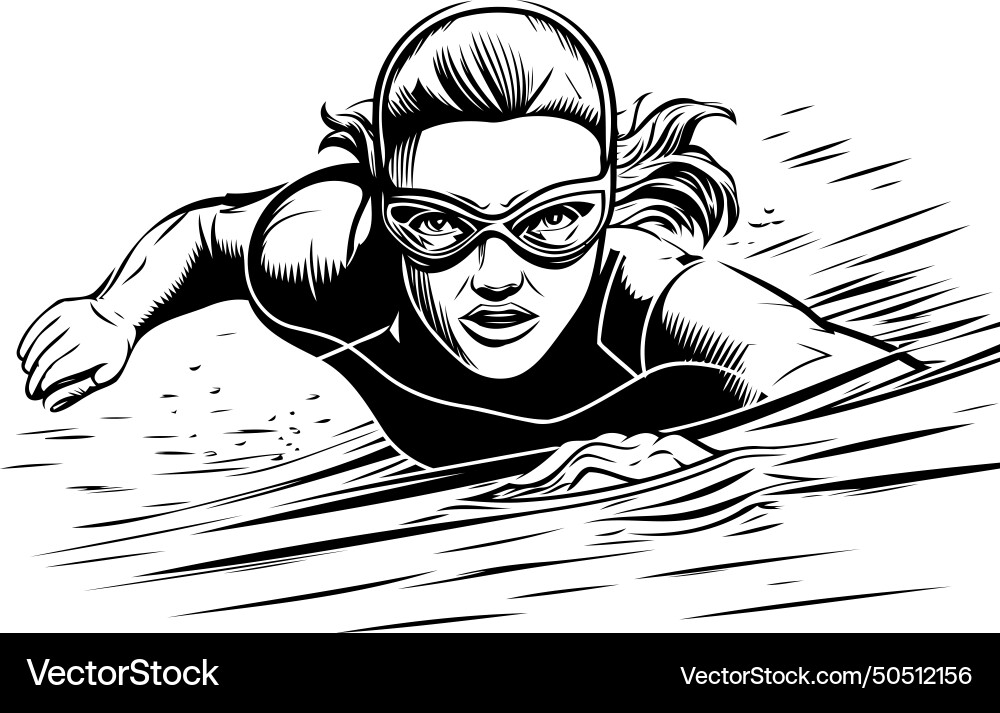 Swimmer in a wetsuit and goggles Royalty Free Vector Image