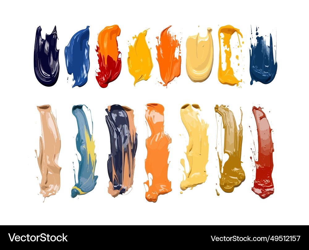 Acrylic brush strokes set for social banner Vector Image