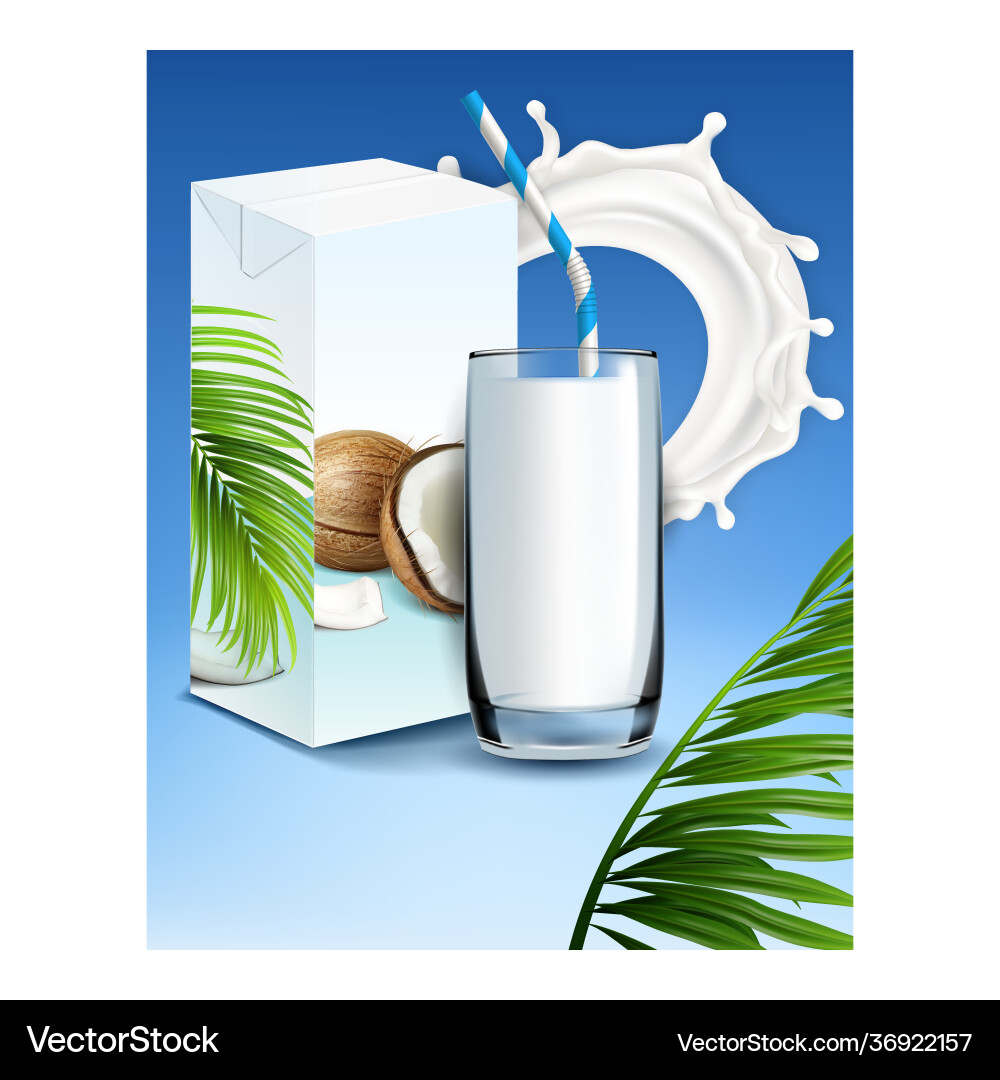Coconut milk creative promotional poster Vector Image