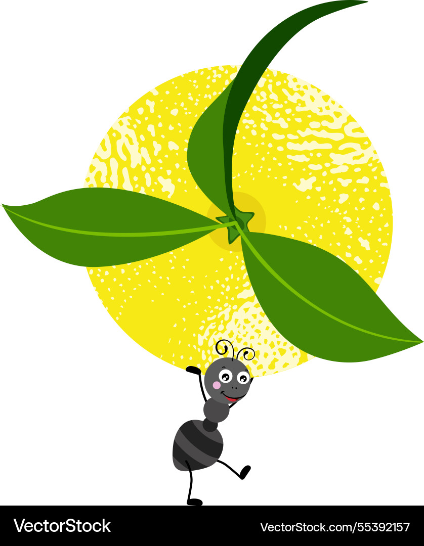 Cute ant carrying a lemon Royalty Free Vector Image