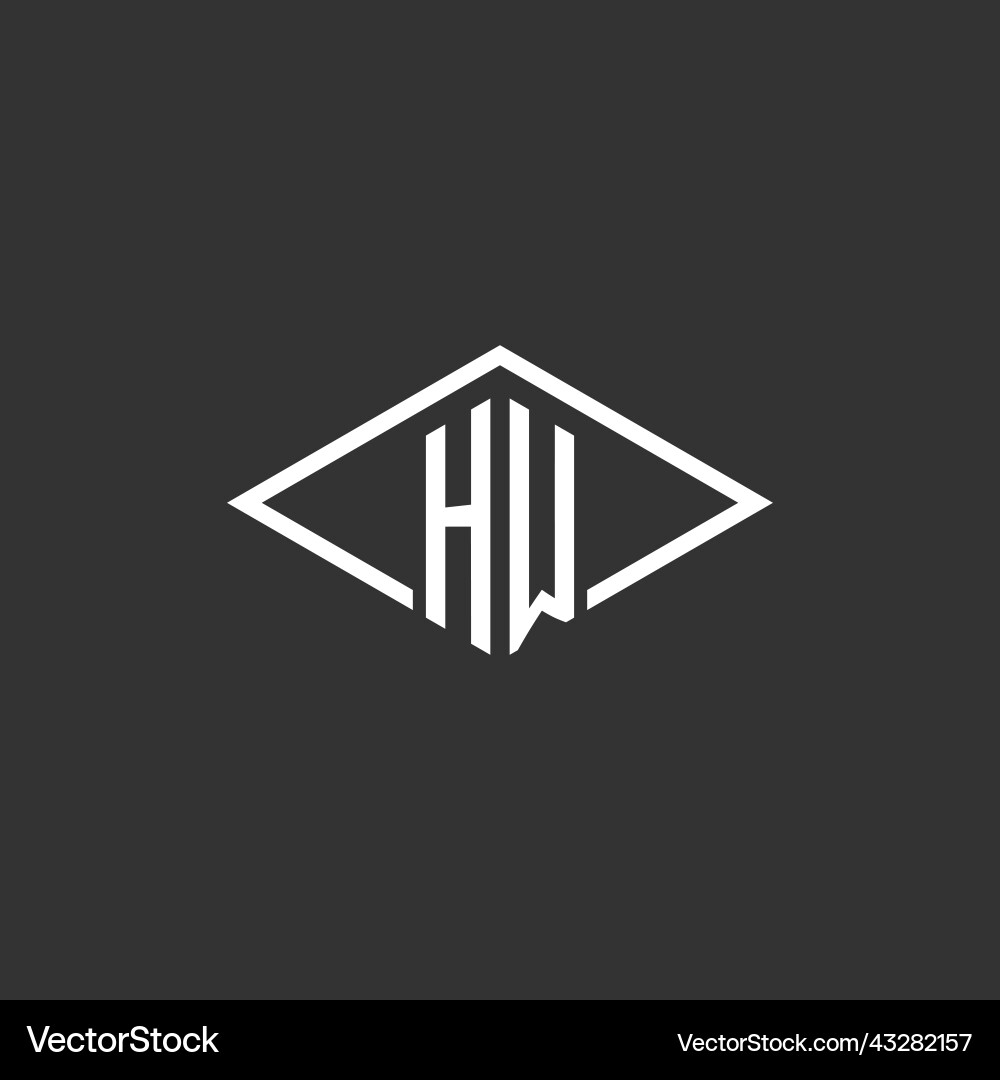 Initials hw logo monogram with simple diamond Vector Image