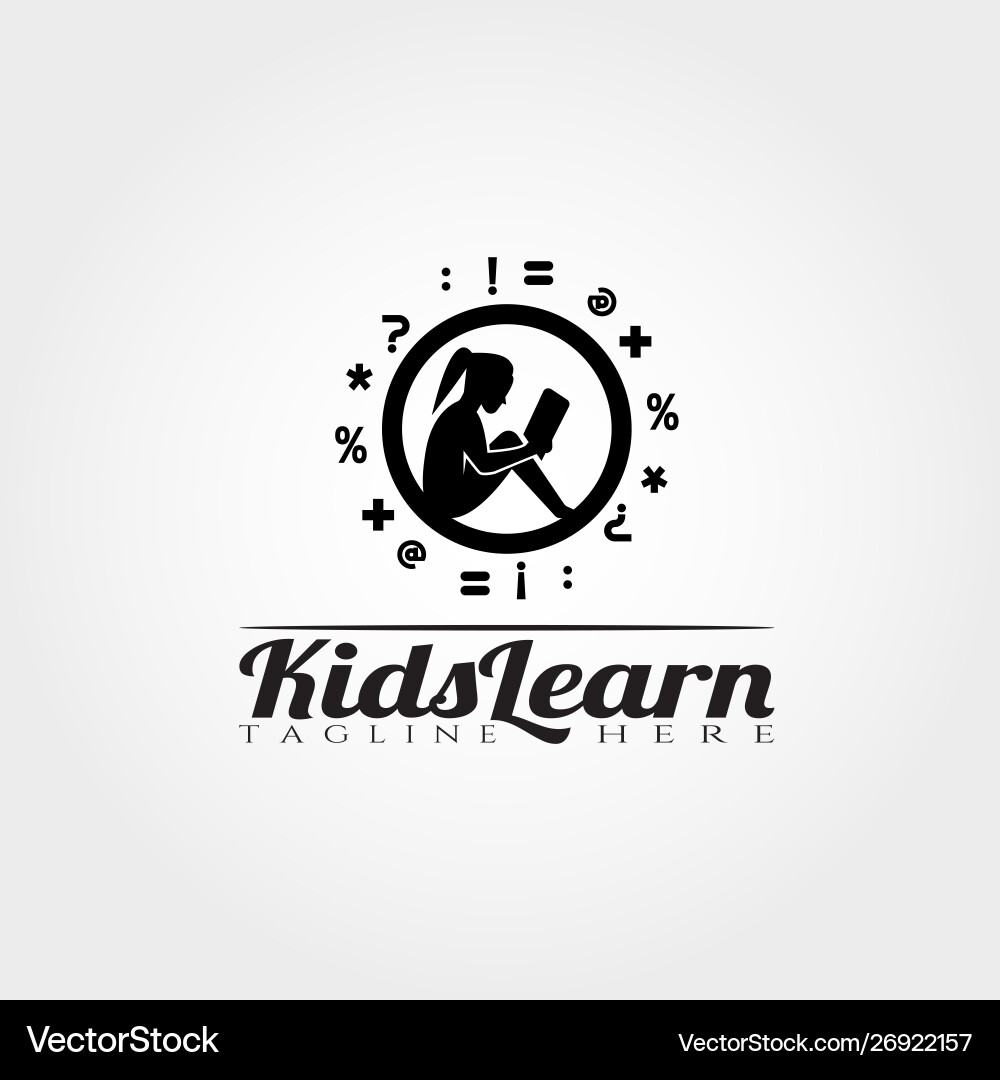 Kid learning logo templatechildren icon Royalty Free Vector
