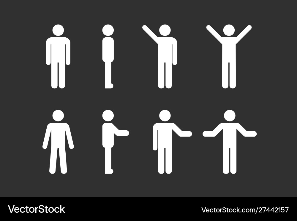 Mann stehen Set Stickfigur Mensch Lizenzfreies Vektorbild