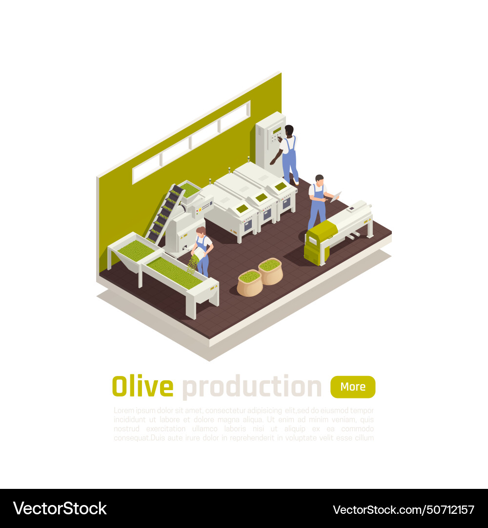 Olive production isometric composition Royalty Free Vector