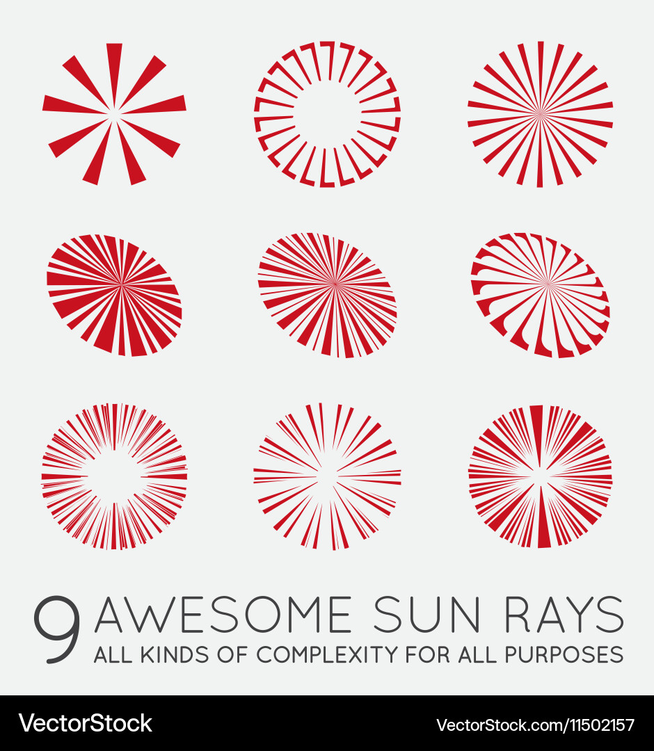 Set of sunburst rays sun Royalty Free Vector Image
