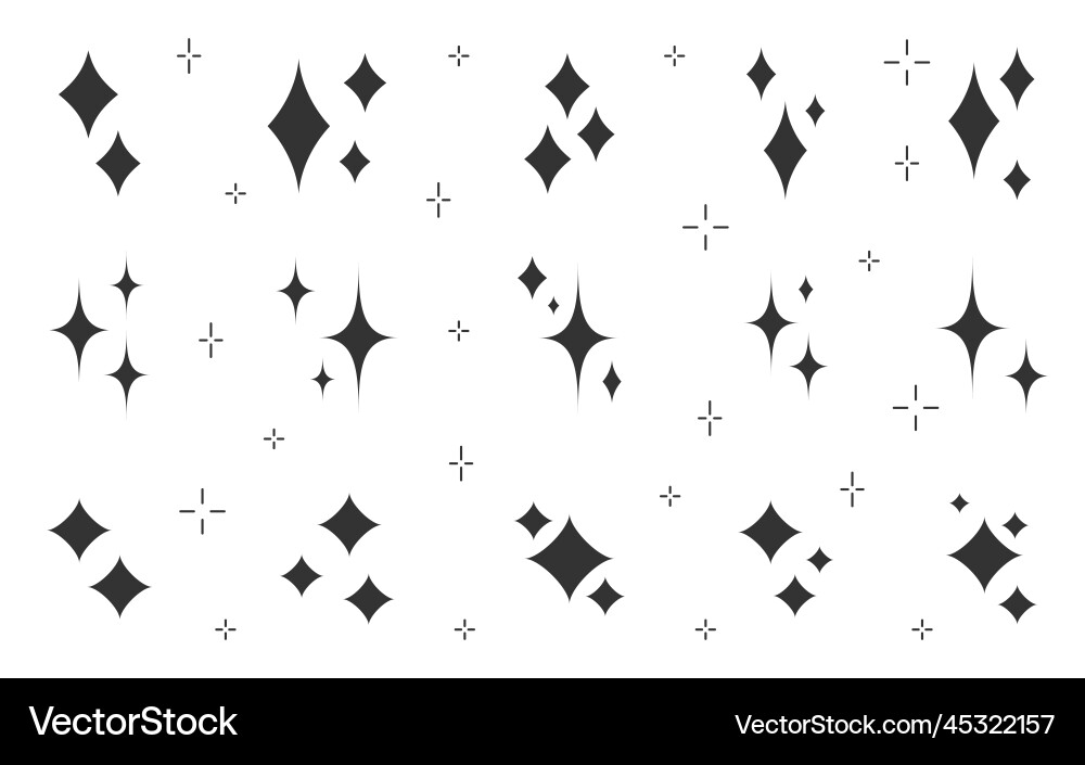 Star Sparkle Silhouette Set Royalty Free Vector Image