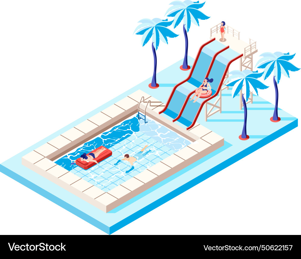 Waterpark isometric concept Royalty Free Vector Image