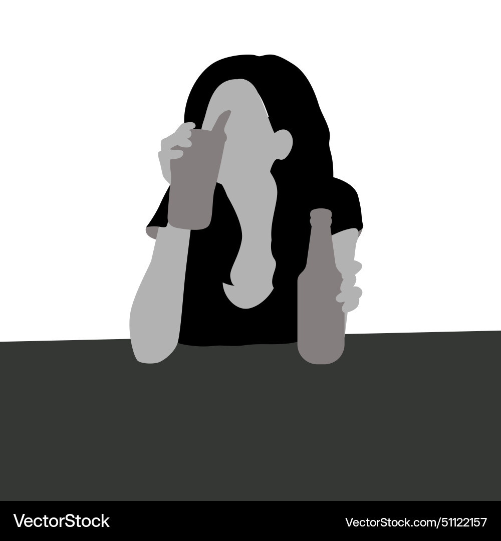 Woman drinking beer silhouette people Royalty Free Vector
