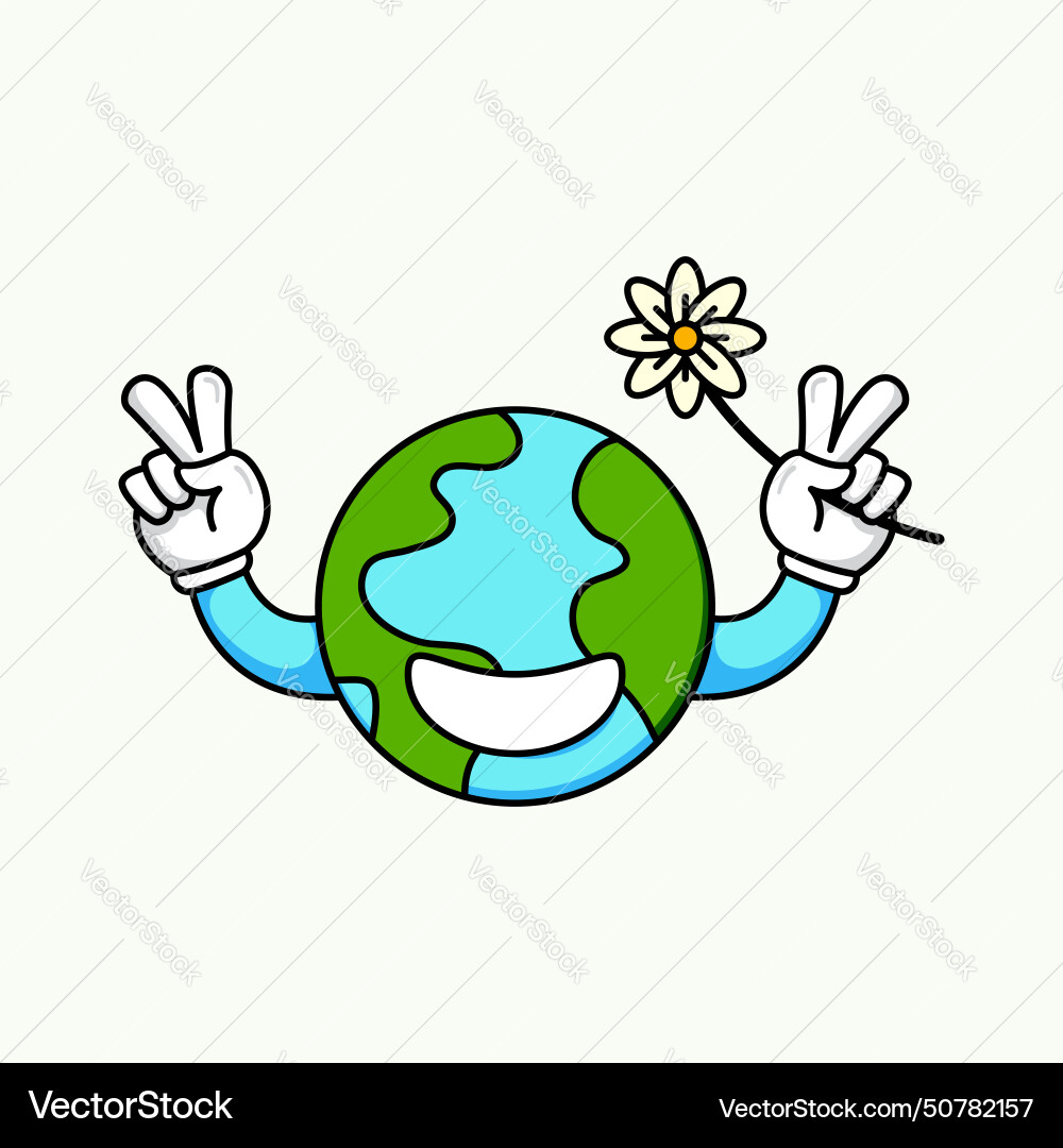 World earth day with groovy style Royalty Free Vector Image