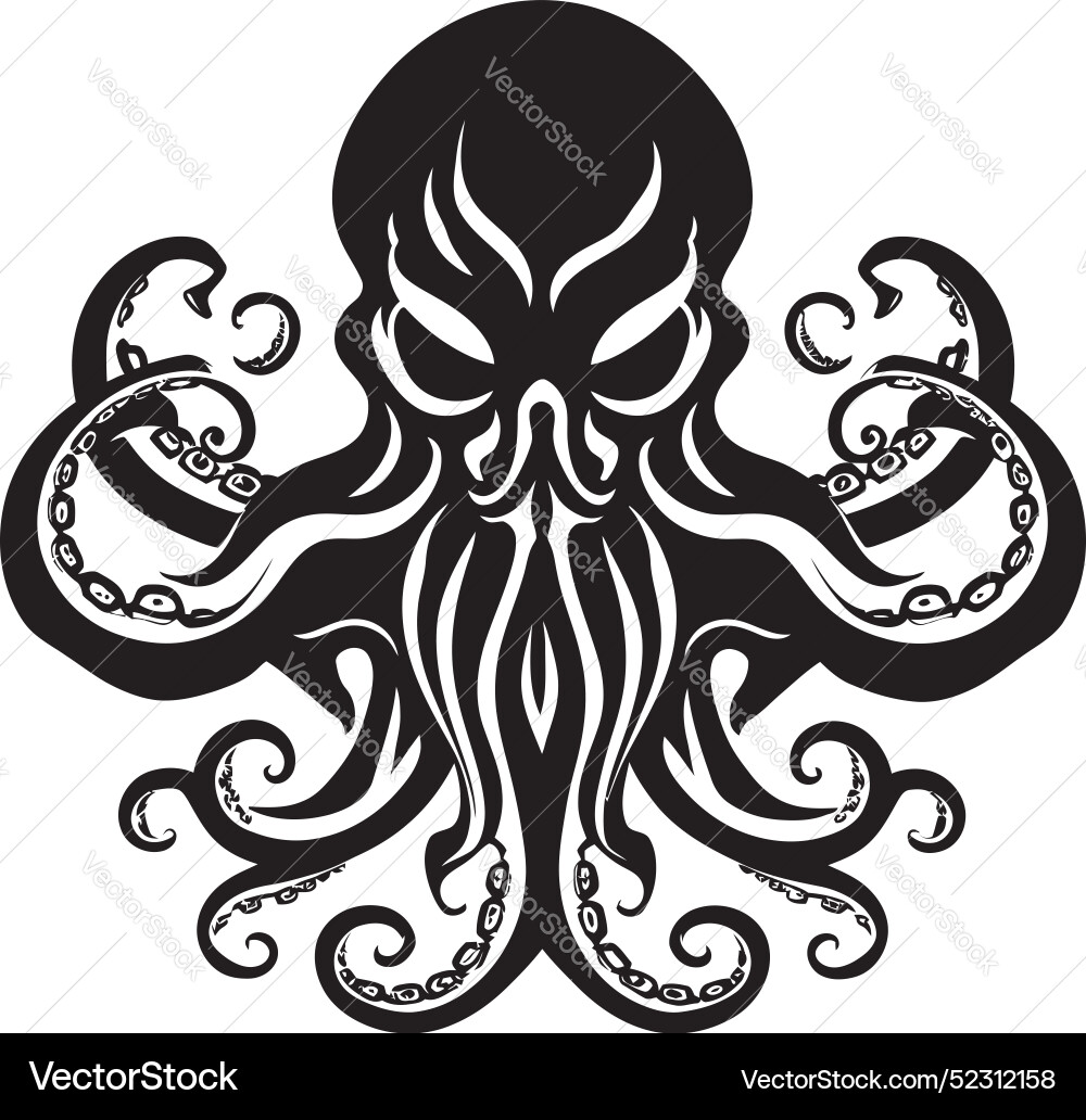Abyssal authority black logo icon tentacle tactic Vector Image