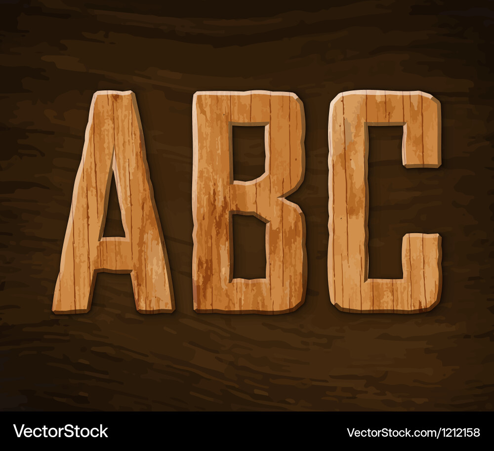 Alphabet made of wood abc Royalty Free Vector Image
