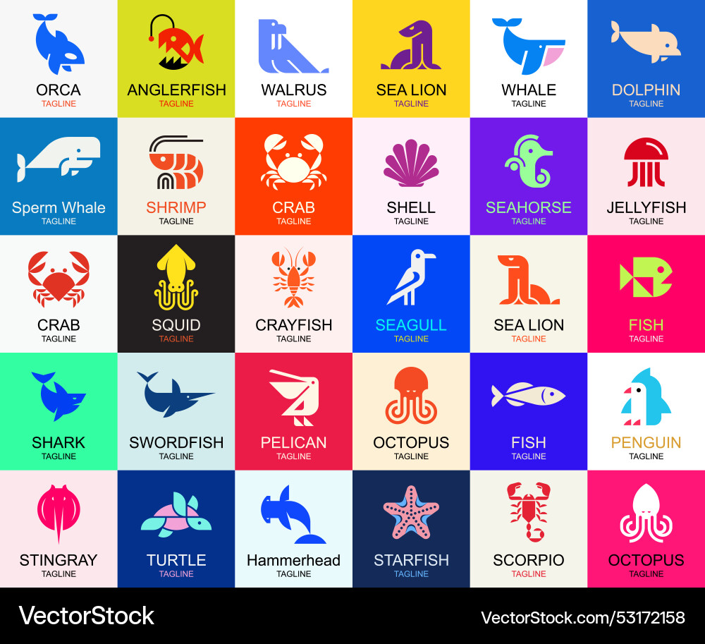 Animals logos collection Royalty Free Vector Image