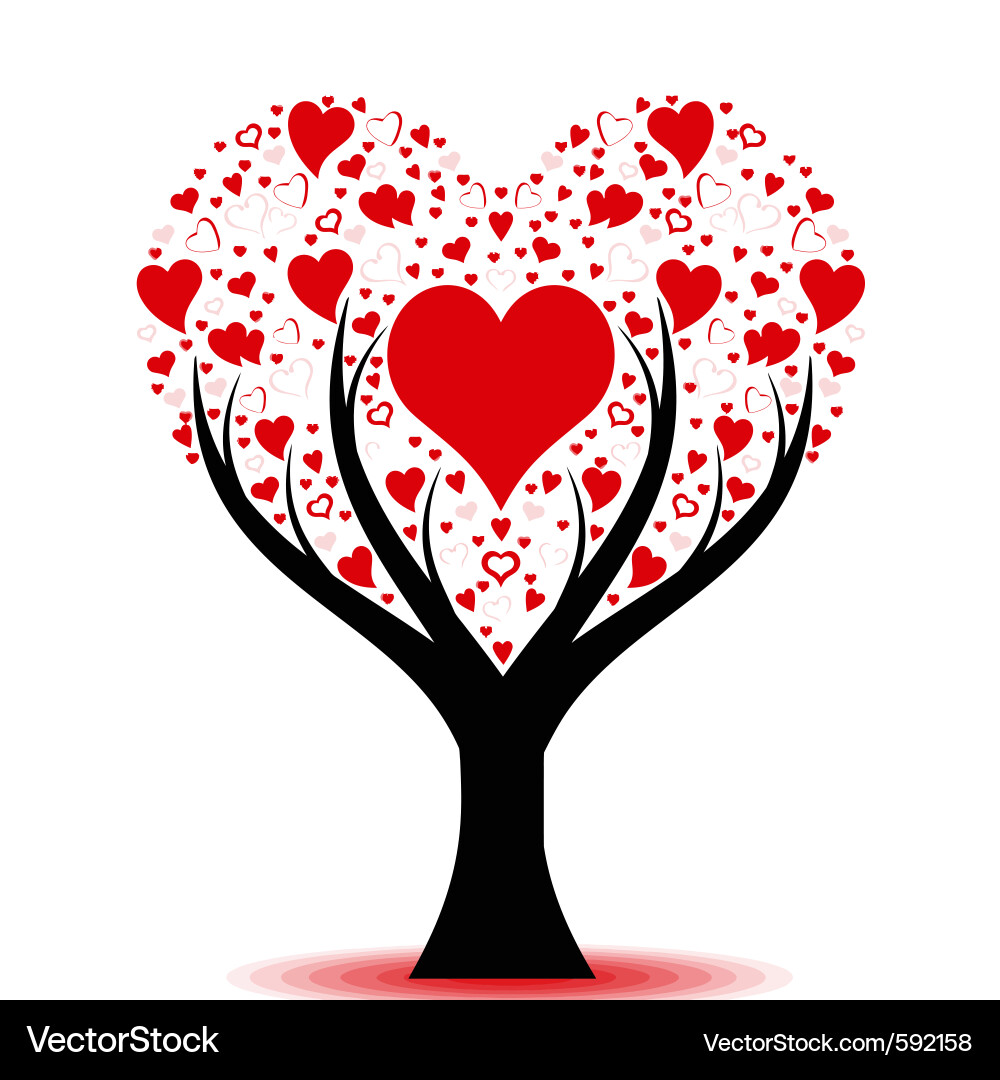 Beautiful love tree Royalty Free Vector Image - VectorStock