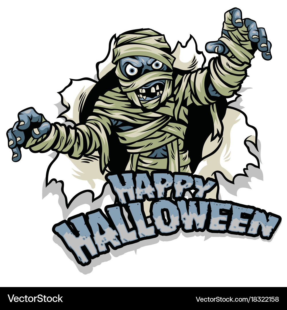 Halloween design mummy character Royalty Free Vector Image