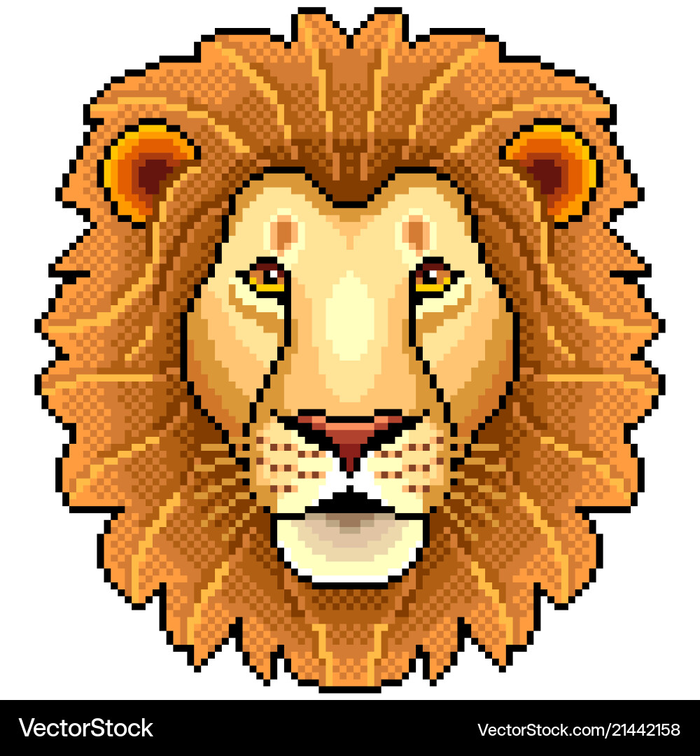 Pixel lion face isolated Royalty Free Vector Image