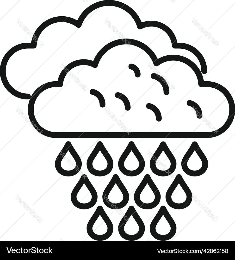 Rain cloud icon outline meteo rainy Royalty Free Vector