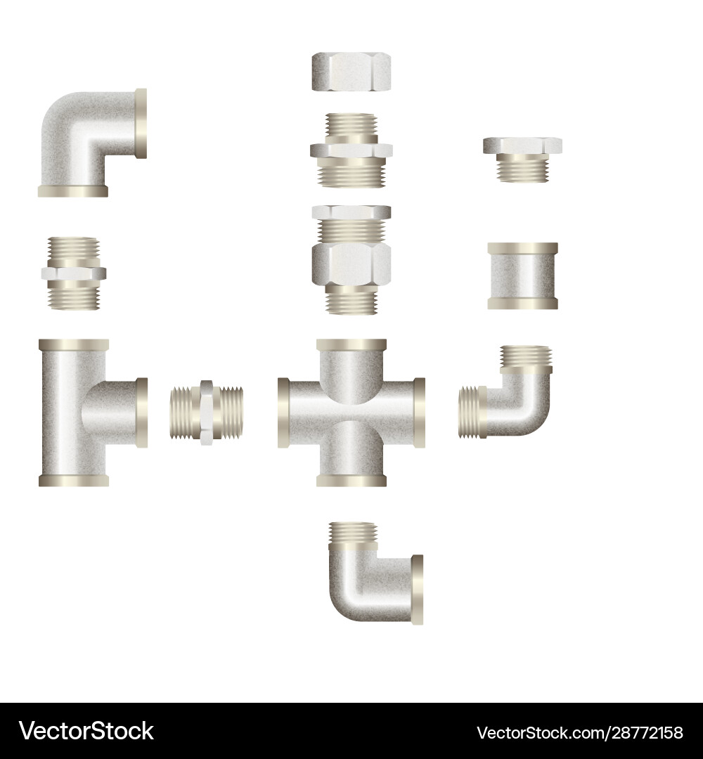 Realistic plumbing fittings Royalty Free Vector Image