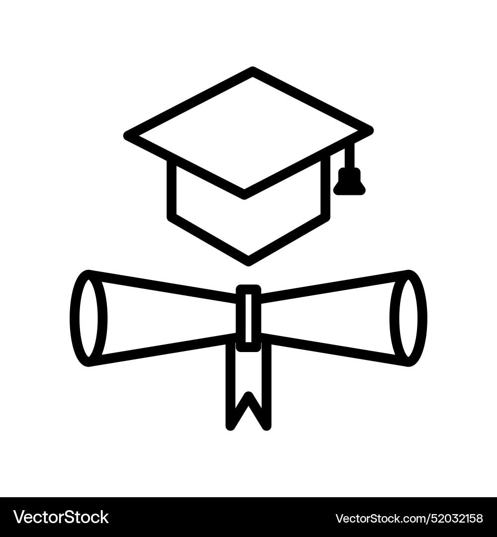 Scholarship icon linear logo mark in black Vector Image